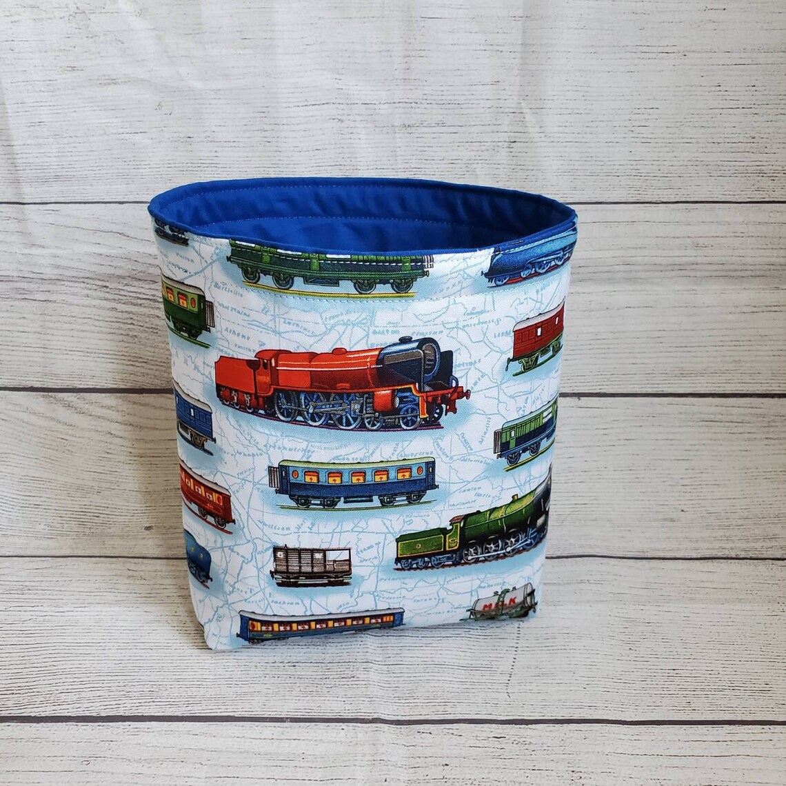 Train Locomotive Fabric Bag Basket Small Fabric Basket | Etsy