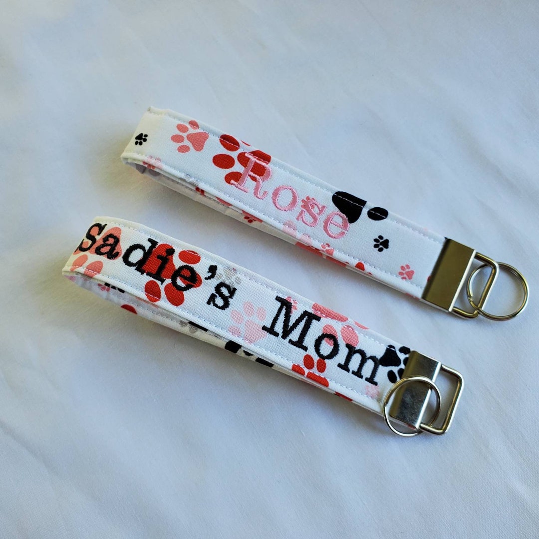 Custom Embroidered Wristlet Key Fob, Keychain, Pet Lover, Personalized ...