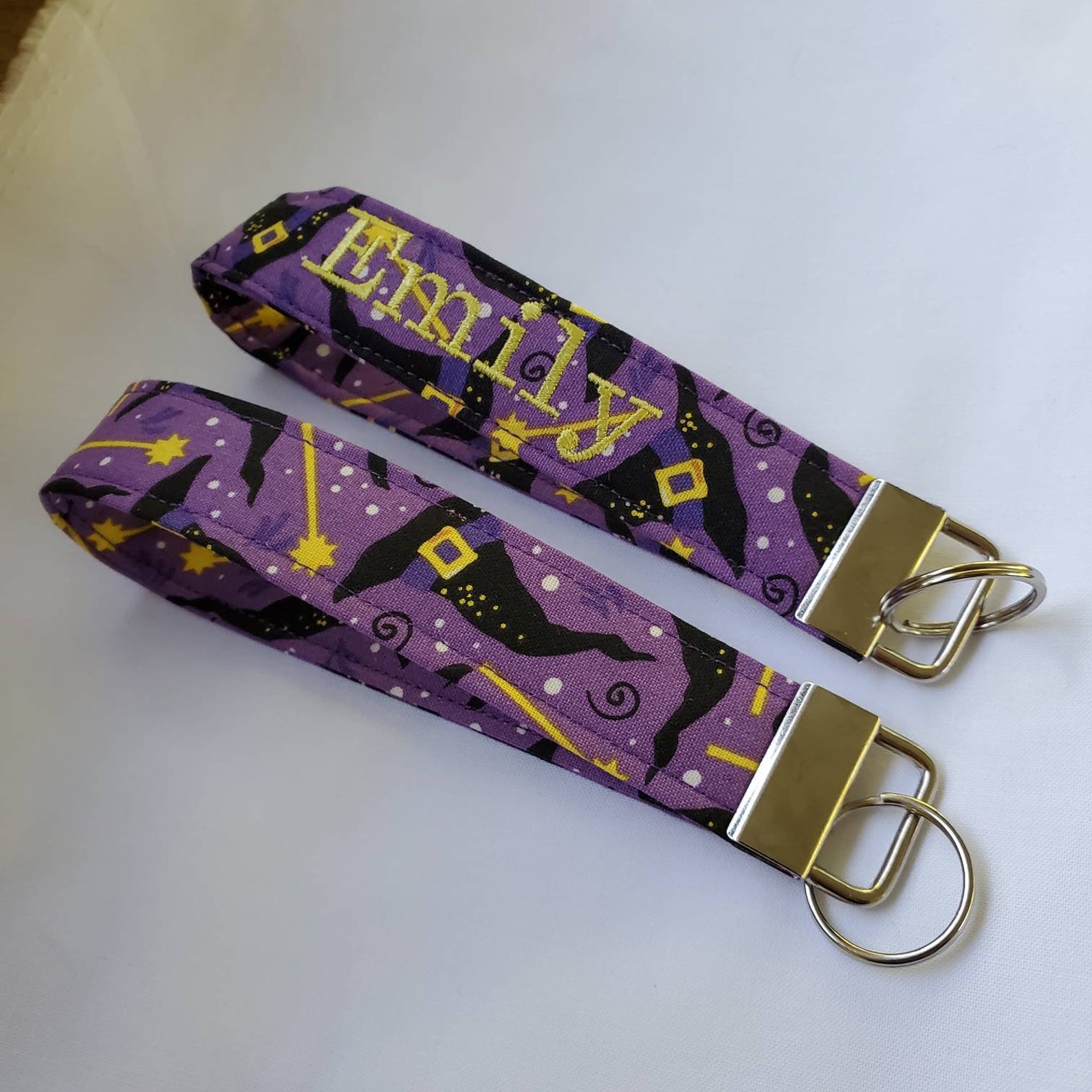 Embroidered Custom Wristlet Key Fob Keychain Witch Fabric - Etsy