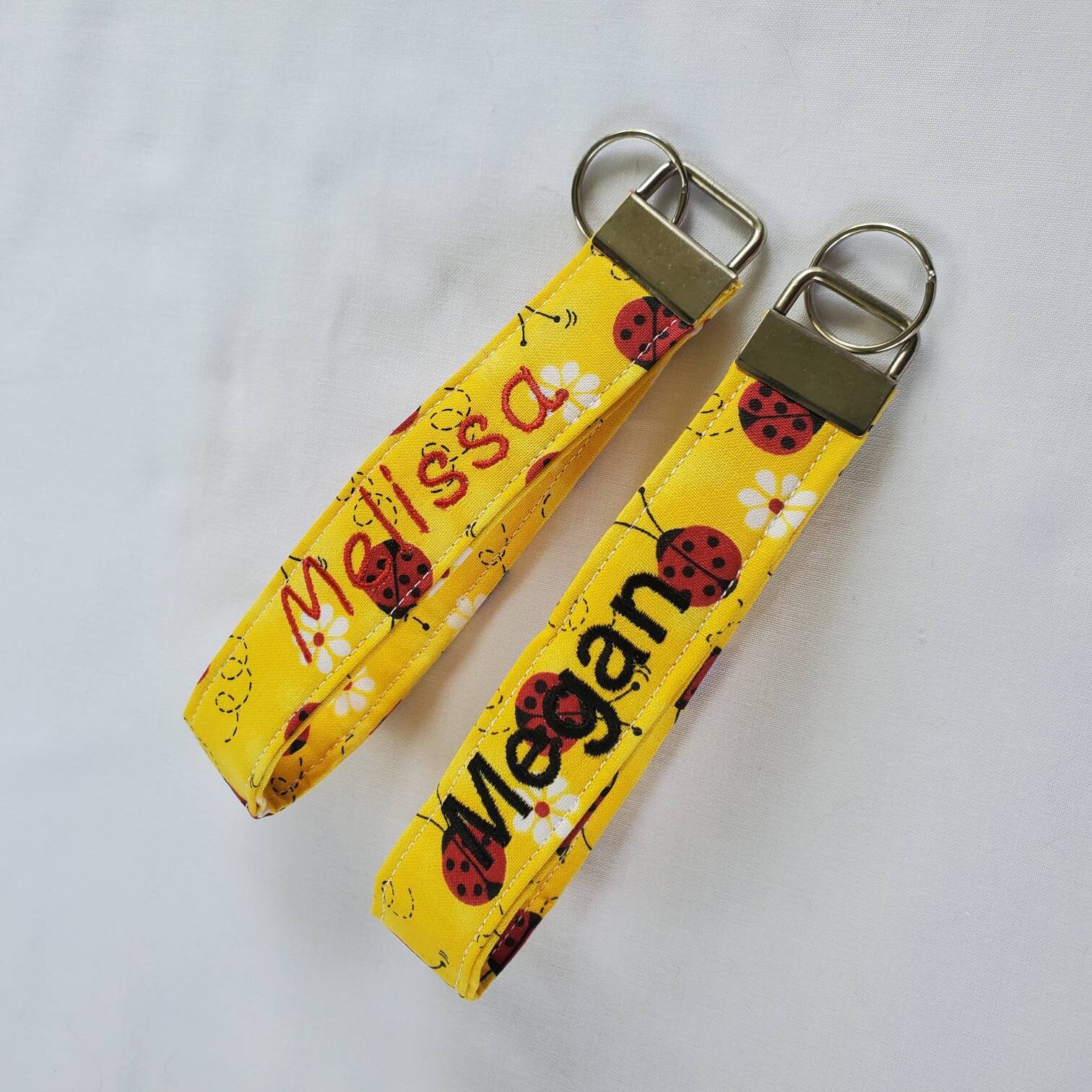 Custom Embroidered Wristlet Key Fob Keychain Lady Bug Print | Etsy