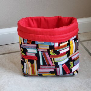 Bookworm Fabric Bag Basket Bin, Bookstore, Gift for Book Lovers, Reader ...
