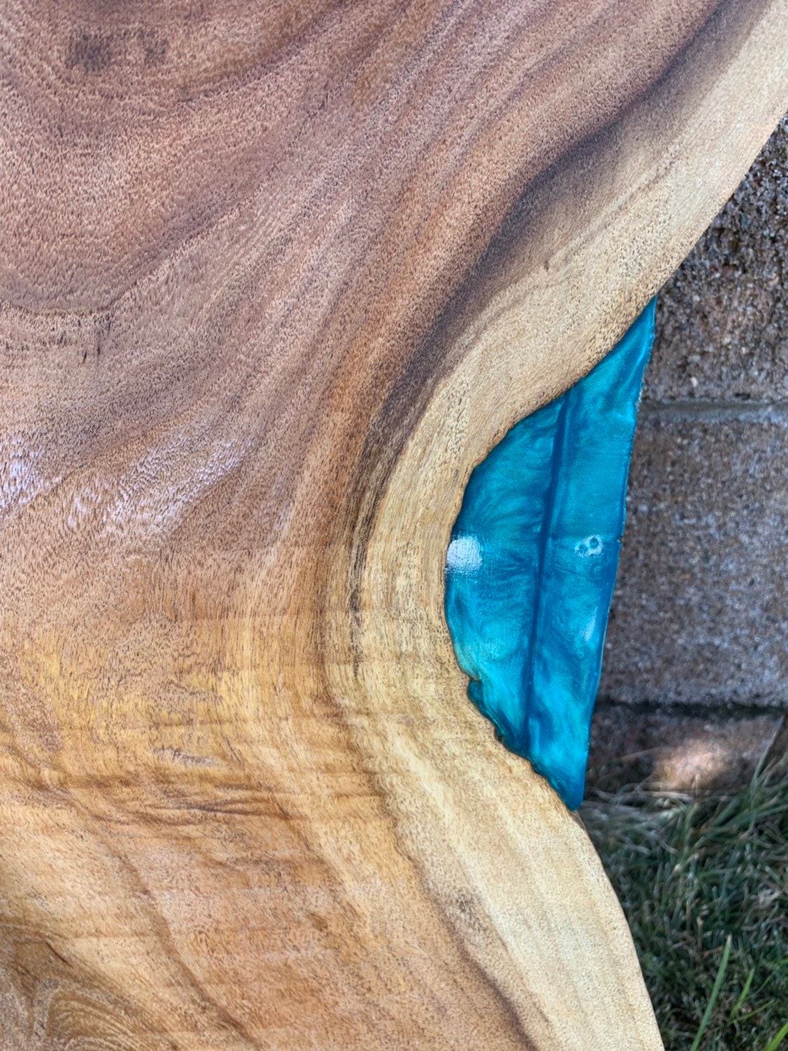 Live Edge Turquoise Mesquite End Table - Etsy
