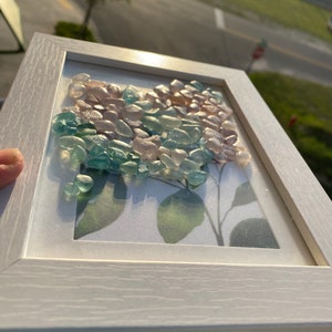 5x7 Framed Hydrangea Flower Sea Glass Picture. Beautiful Rare Lavender ...