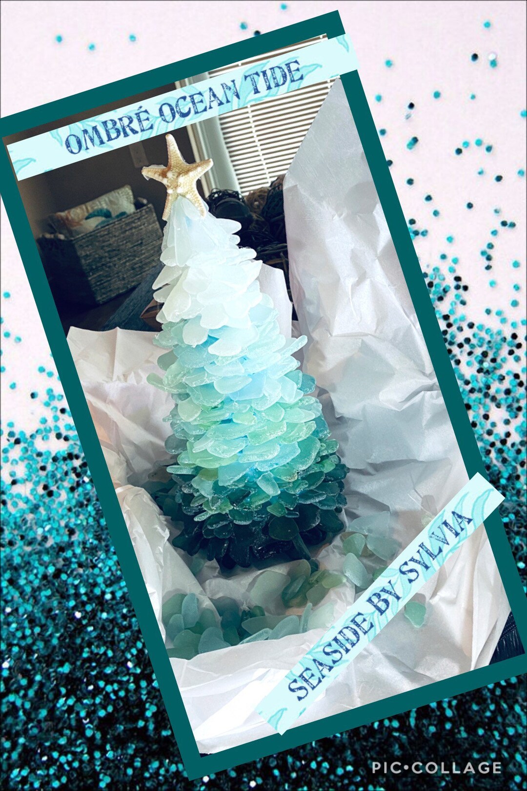 11 Blue Ombre Sea Glass Tree With Starfish - Etsy