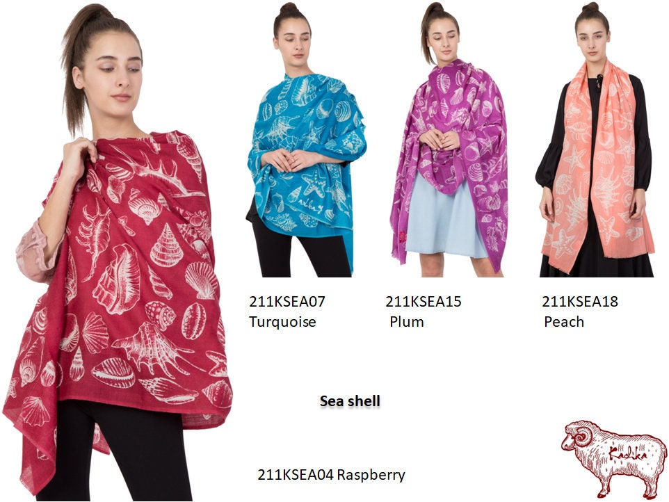 Wool Scarves Seashell Design - Etsy New Zealand
