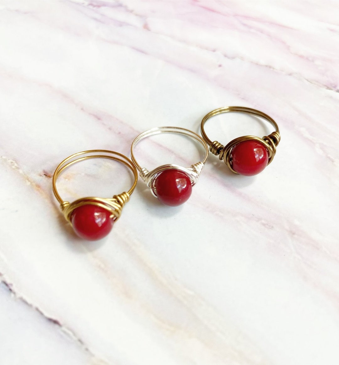 Red Jade Ring - Etsy
