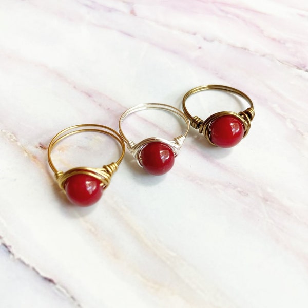 Red Jade Ring - Etsy