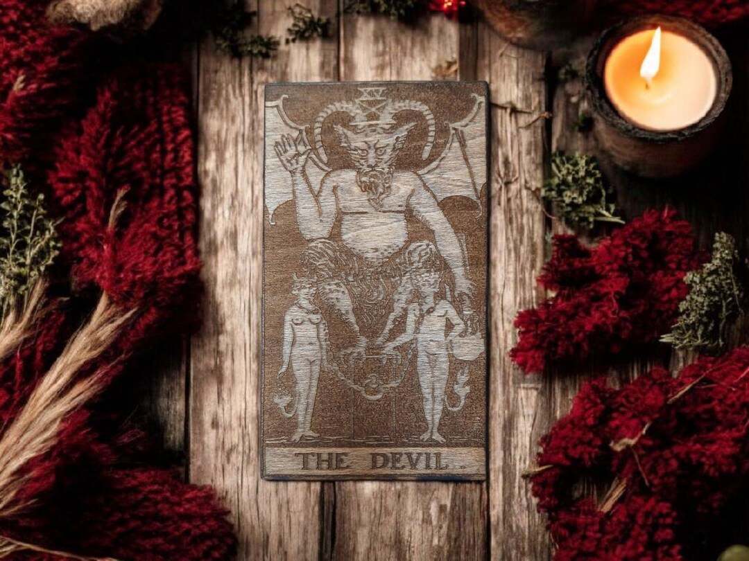 The Devil, Wooden Tarot Card, Divination, Witchcraft, Hoodoo, Voodoo ...