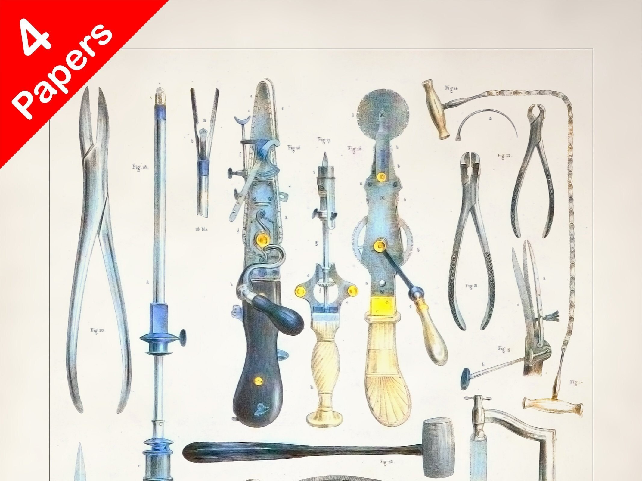 TOOLS AMPUTATION TOOLSET Anatomy Art Print for Medical Student Graduate ...