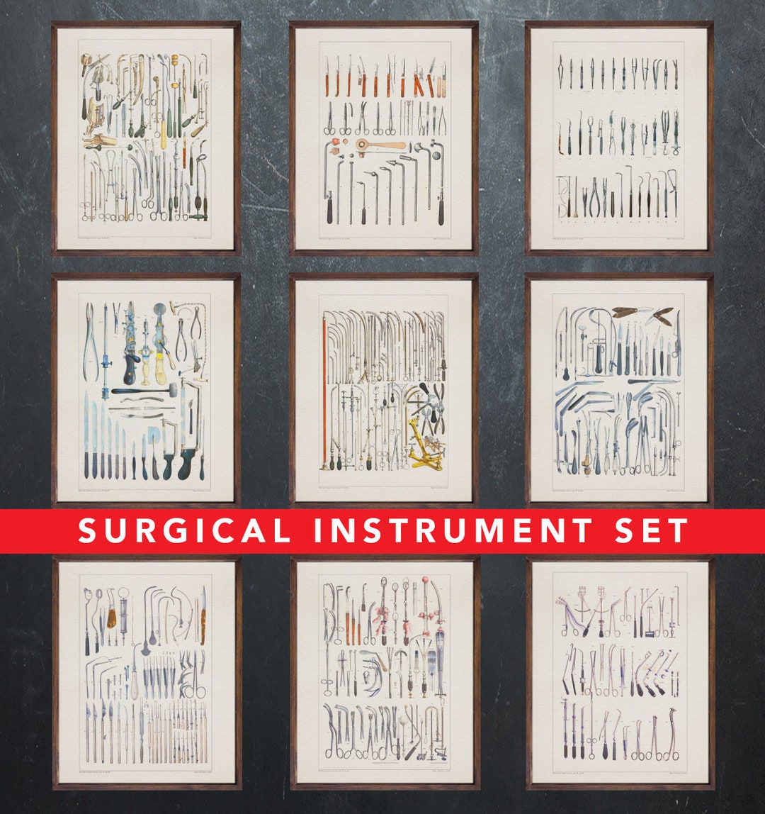 Anatomy Print, Set of 9 Posters, Gift for Surgical Tech, Instrument ...