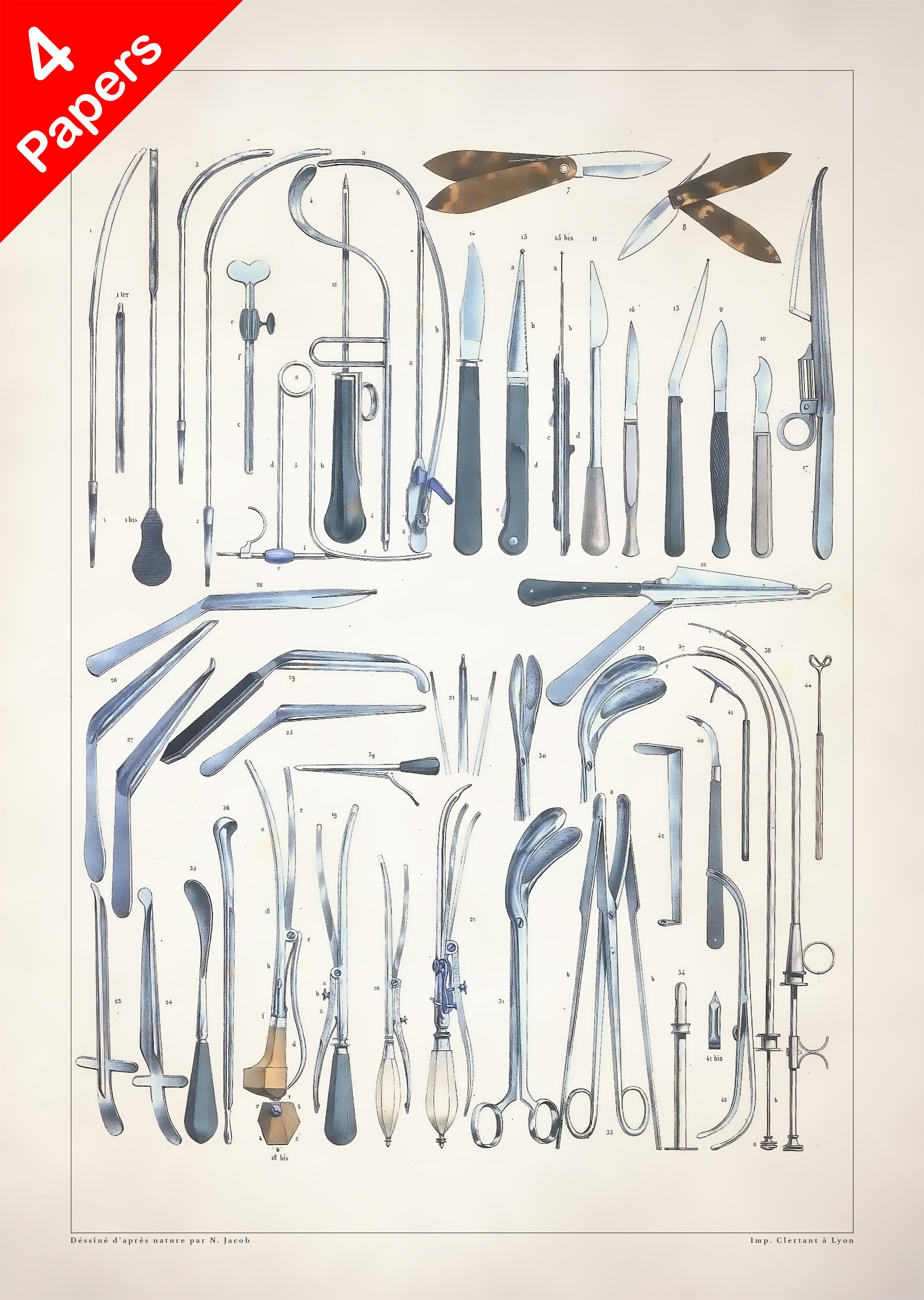 Anatomy Print, Set of 6 Posters, Gift for Surgical Tech, Instrument ...