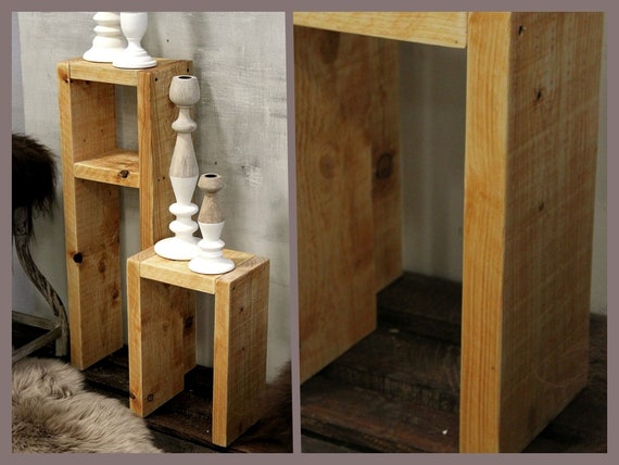 Side Table Stool Candlestick Flowers Shelf Table Set Wooden | Etsy