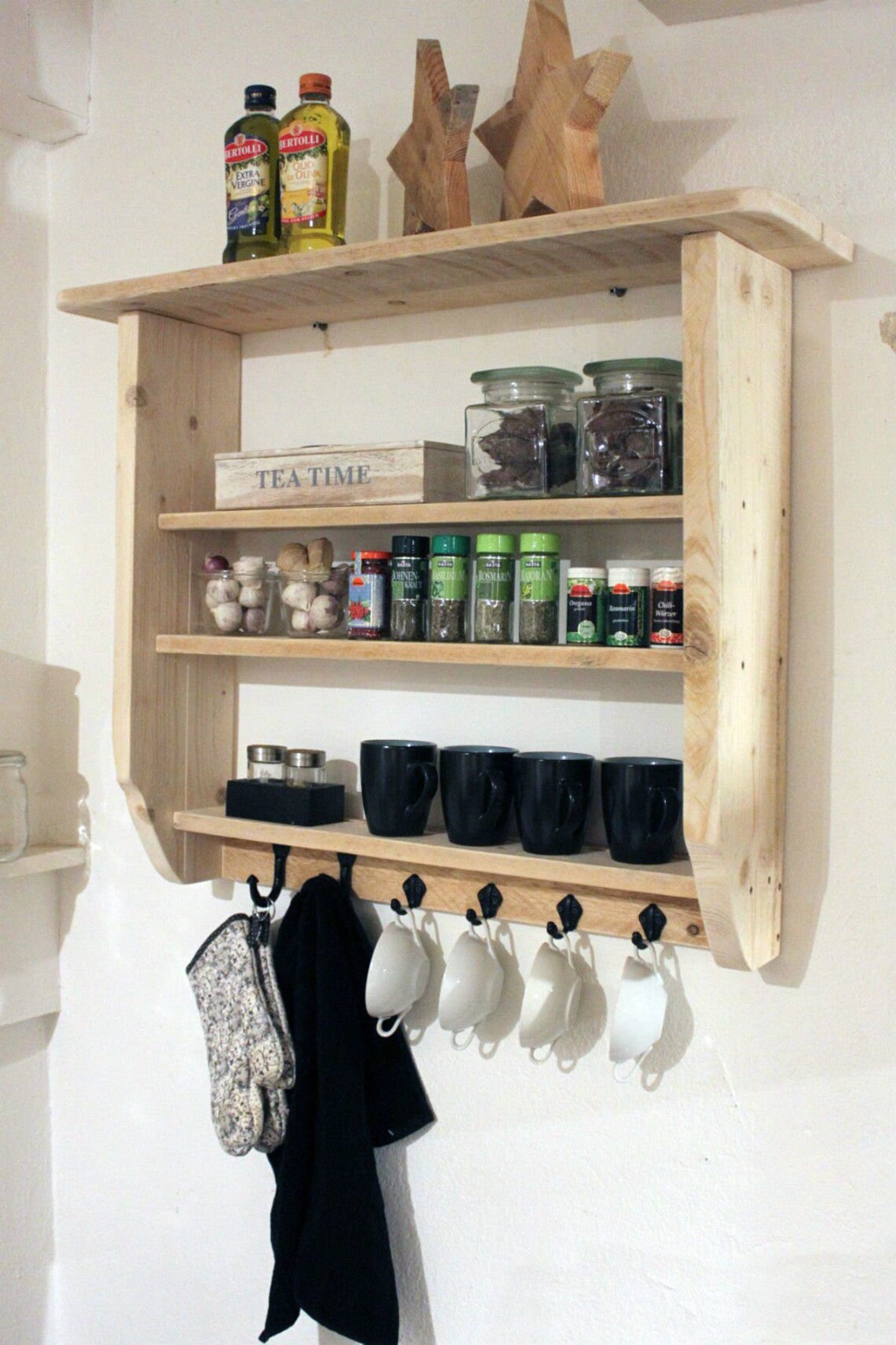 Spice rack spice holder kitchen shelf wall shelf wooden | Etsy