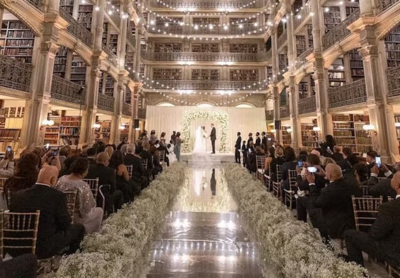 Wide Silver Personalised Mirrored Reflection Aisle Runner Engagement ...