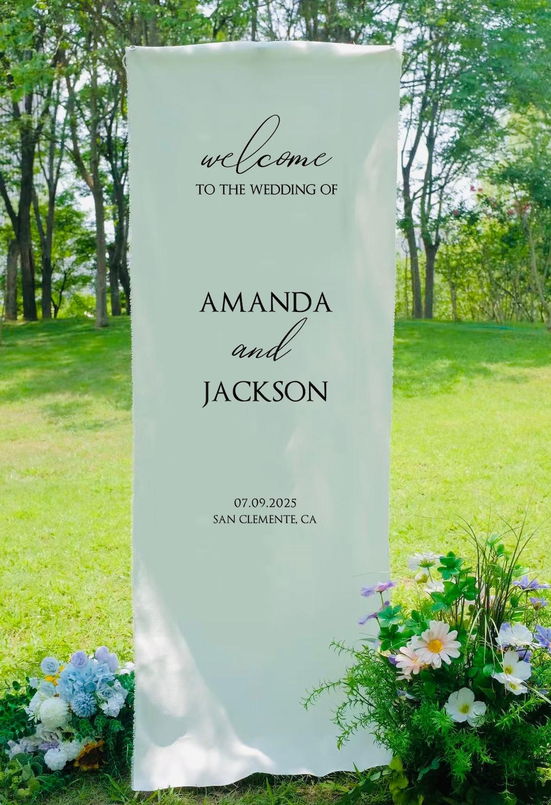 Fabric Wedding Welcome Sign, Fabric Rustic Sign Wedding Banner ...