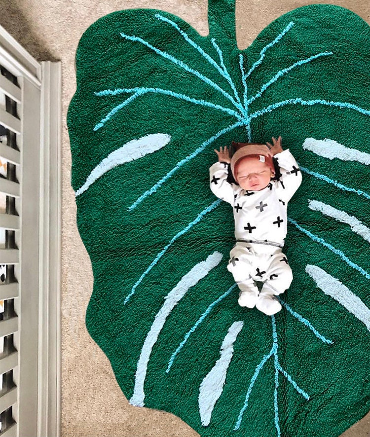 5ft Big Leaf Green Area Rugs for Kids Room Decoration Soft - Etsy Australia