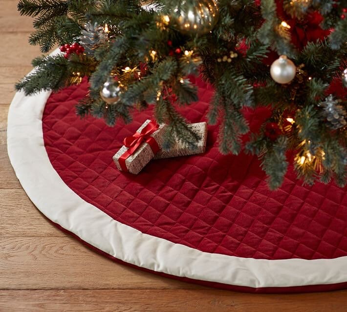 Personalized 55” Christmas Tree Skirt White Red Green Embroidery ...