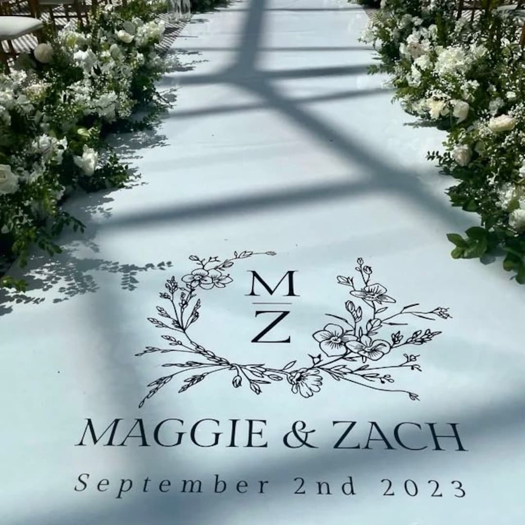 Personalized Glossy White Mirrored Reflection Aisle Runner Engagement ...