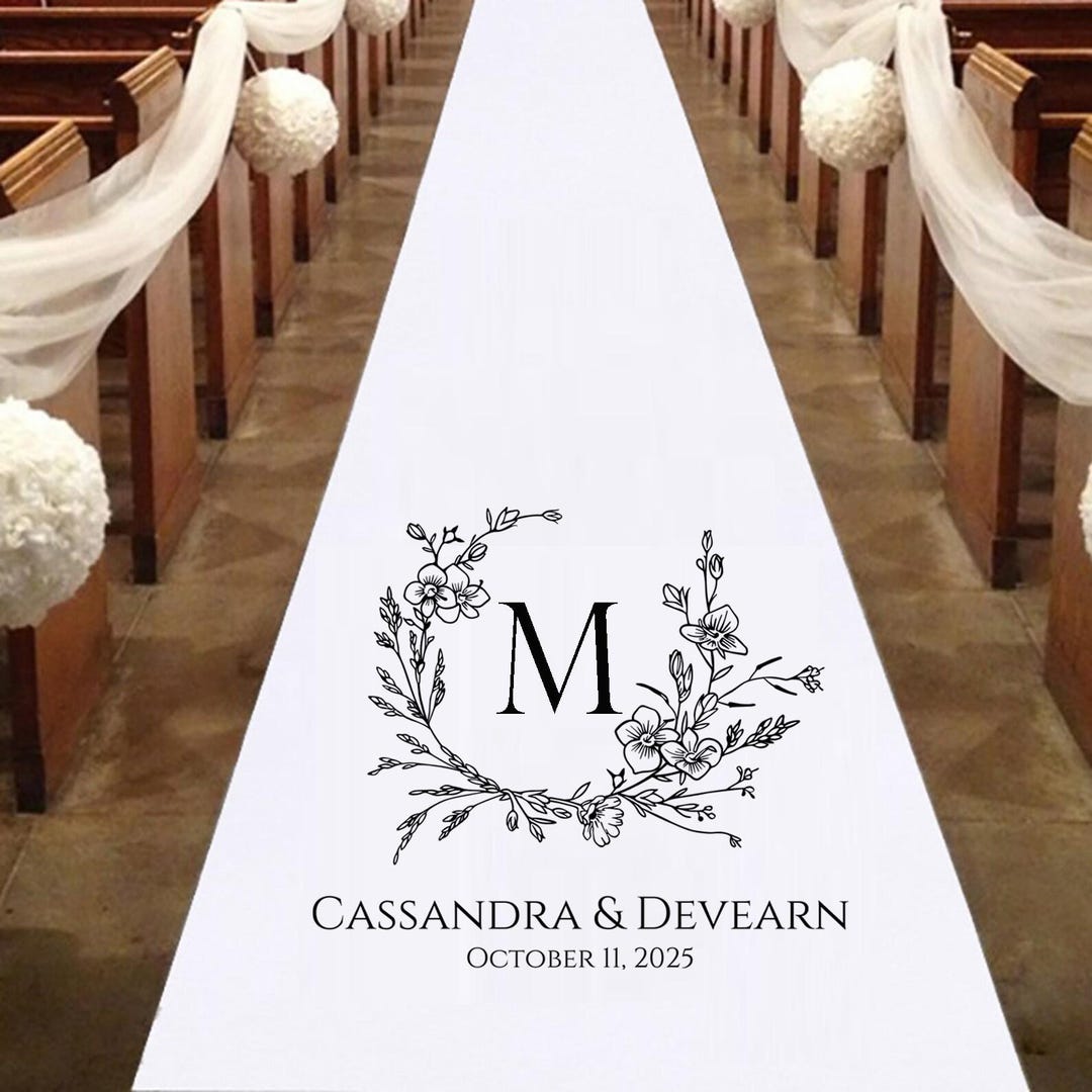 Flower Custom Monogram Personalized Aisle Runners Wedding Accessories ...