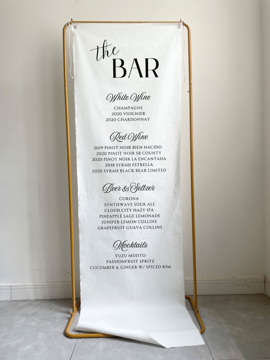 Fabric Wedding Bar Menu: Signature Cocktails, Drinks List - Etsy