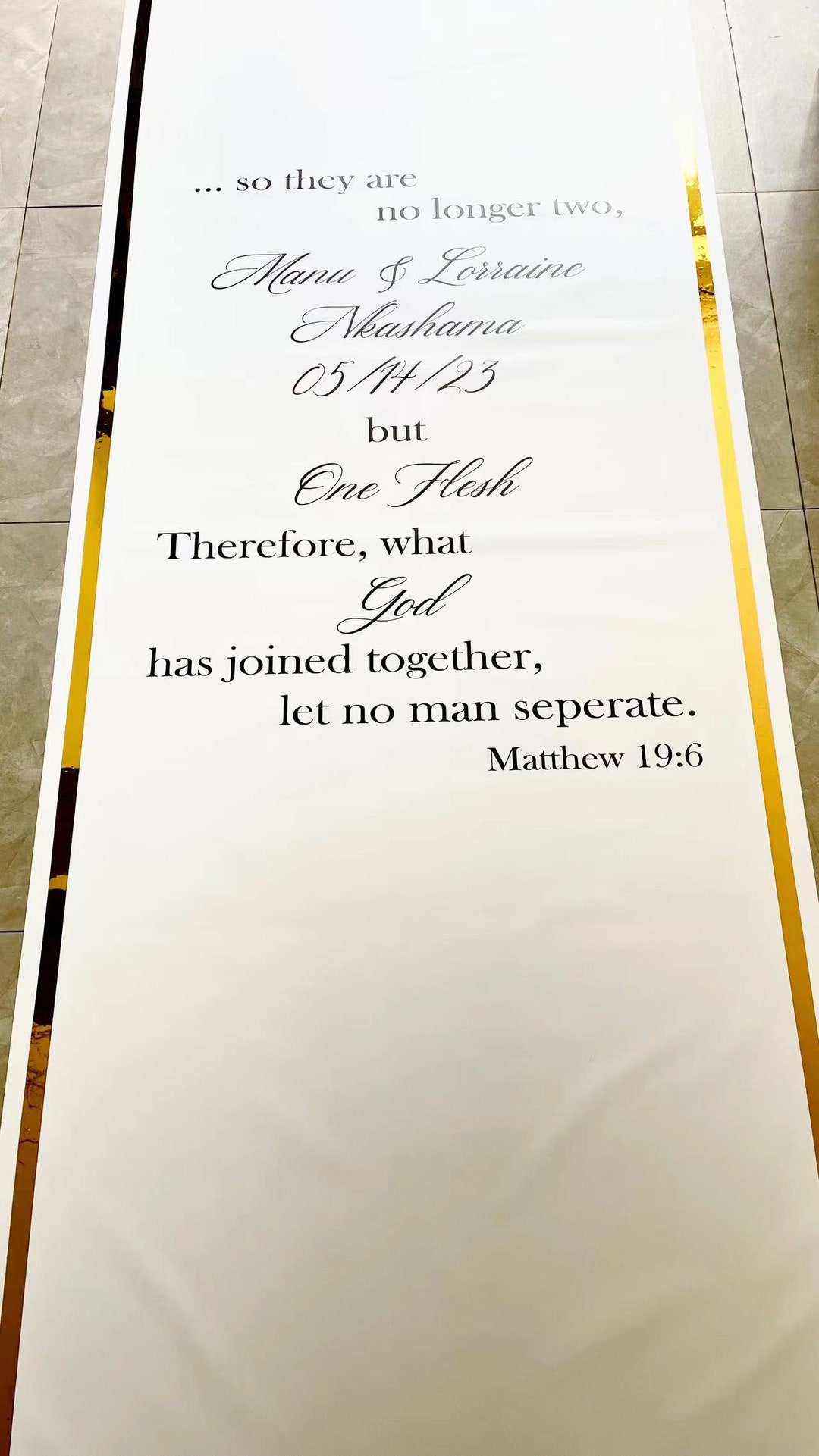 Personalized White Mirrored Reflection Aisle Runner Engagement ...