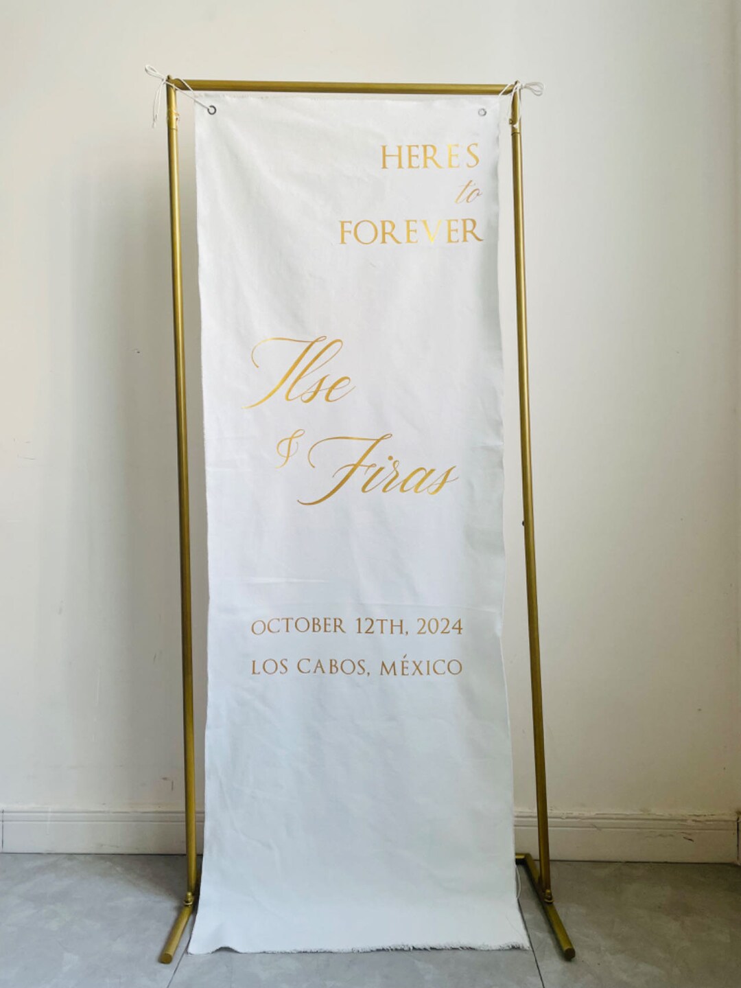 Gold Monogram Linen Wedding Welcome Sign, Linen Wedding Sign ...