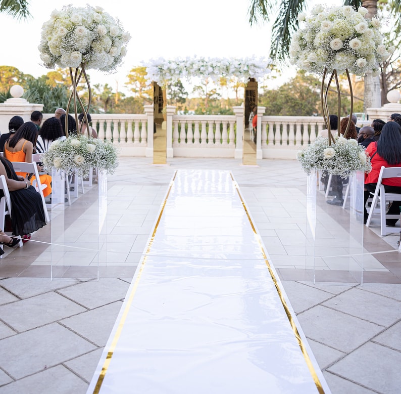 Gold Lines White Mirrored Reflection Aisle Runner Engagement ...