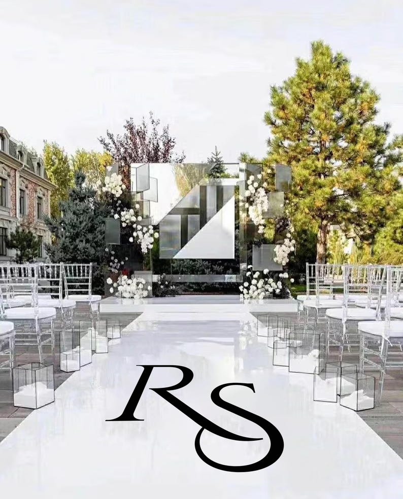 Personalized Glossy White Mirrored Reflection Aisle Runner Engagement ...
