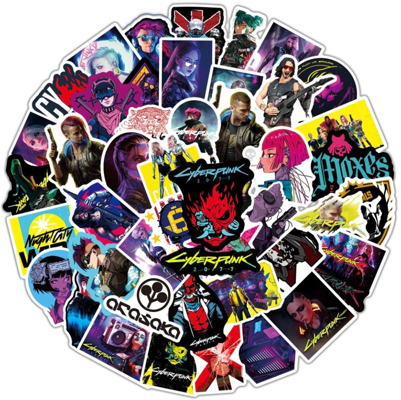 Lot of 50 stickers Cyberpunk 2077 inspired Samurai V | Etsy