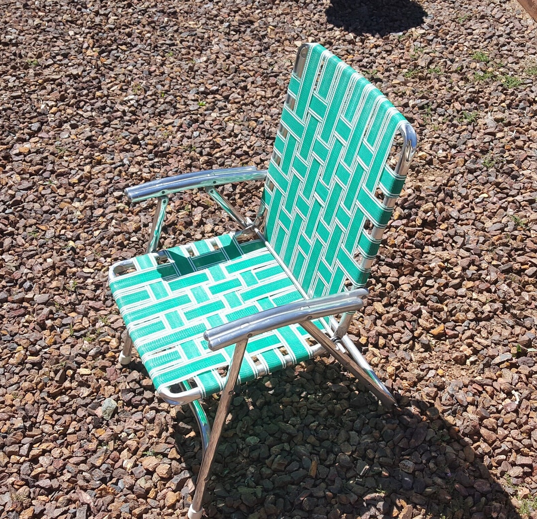 Large Lawn Chair Aluminum Green Original Folding - Etsy