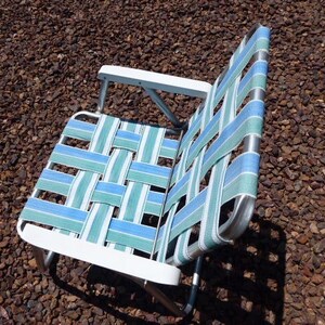 Sunbeam Lawn Chair Folding Chair Aluminum Frame White Blue Lawn Chair ...