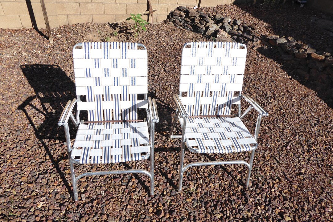 2 Lawn Chairs Folding Chairs Aluminum Frame White Lawn Chair - Etsy