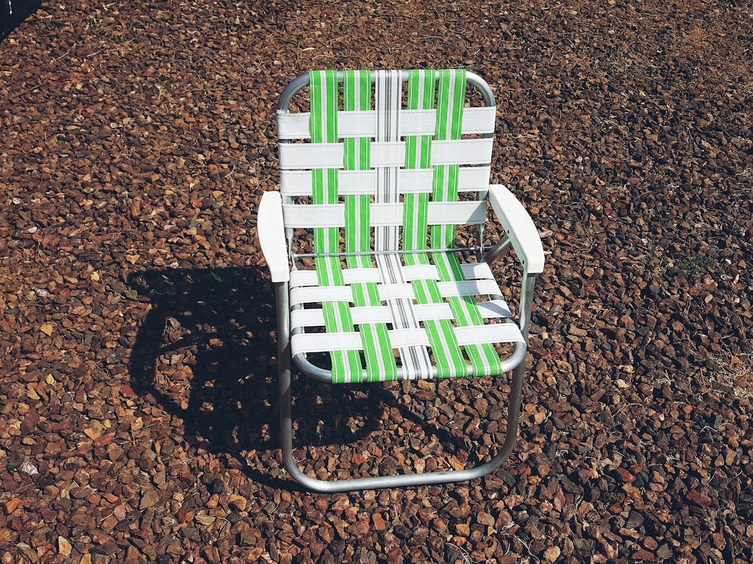 Lawn Chair Folding Chair Aluminum Frame White & Green NEW Webbing! - Etsy