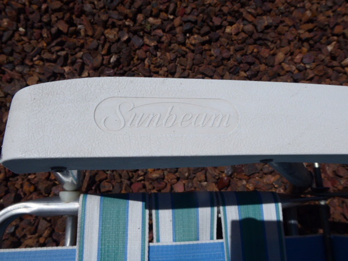 Sunbeam Lawn Chair Folding Chair Aluminum Frame White Blue Lawn Chair ...