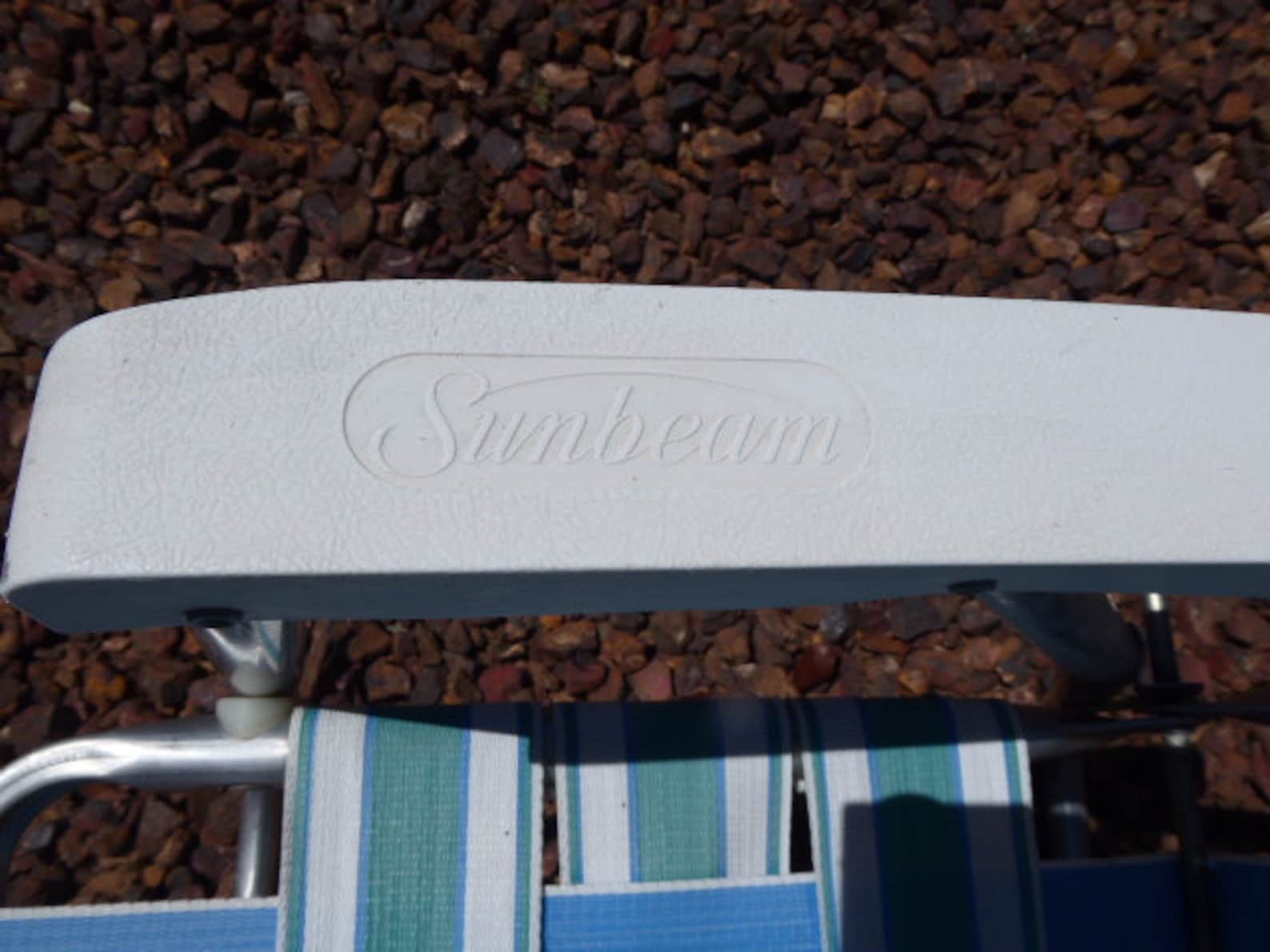 Sunbeam Lawn Chair Folding Chair Aluminum Frame White Blue Lawn Chair ...