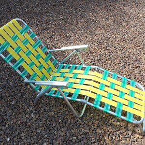 Beautiful Lawn Chair Folding Chair Aluminum Frame Green & Yellow Lawn ...