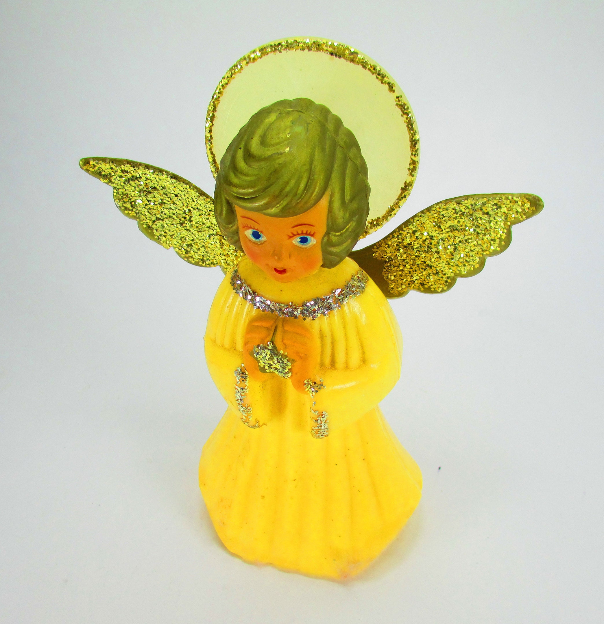 Vintage Tree Topper Plastic Angel With Wings Small Girl | Etsy
