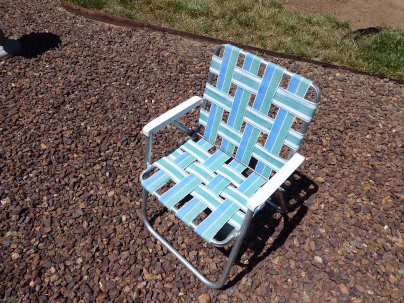 Sunbeam Lawn Chair Folding Chair Aluminum Frame White Blue Lawn Chair ...