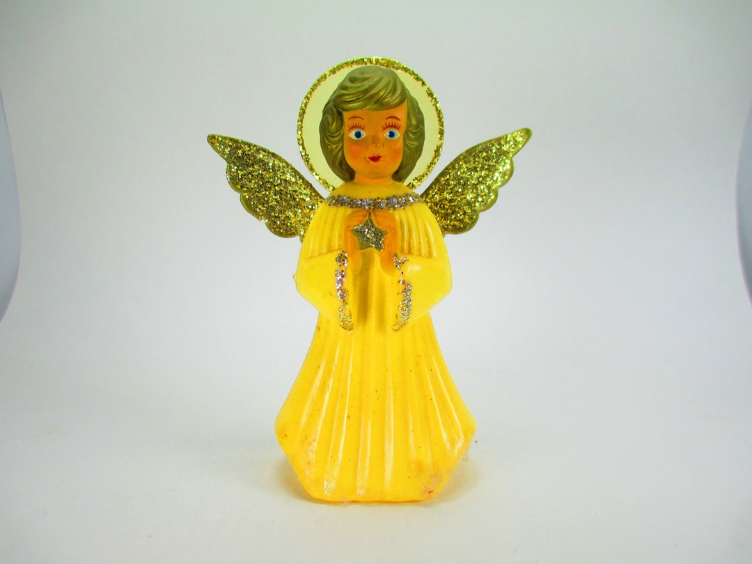 Vintage Tree Topper Plastic Angel With Wings Small Girl Christmas Tree ...