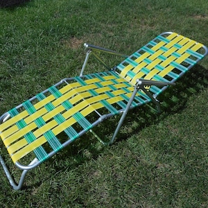 Beautiful Lawn Chair Folding Chair Aluminum Frame Green & Yellow Lawn ...
