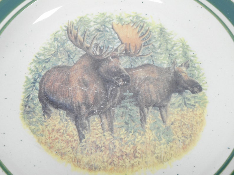 2 Cabela's Woodland Moose Small Plates Folkcraft Stoneware - Etsy