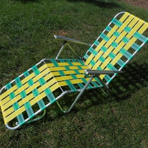Beautiful Lawn Chair Folding Chair Aluminum Frame Green & Yellow Lawn ...