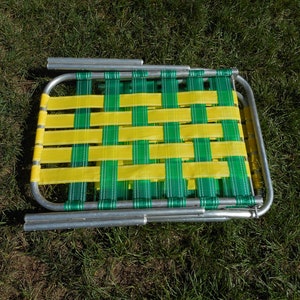 Beautiful Lawn Chair Folding Chair Aluminum Frame Green & Yellow Lawn ...