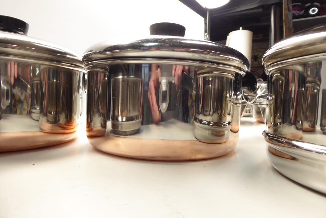 Revere Ware 16 Piece Set Shiny Stainless Steel Copper Bottom Cookware ...