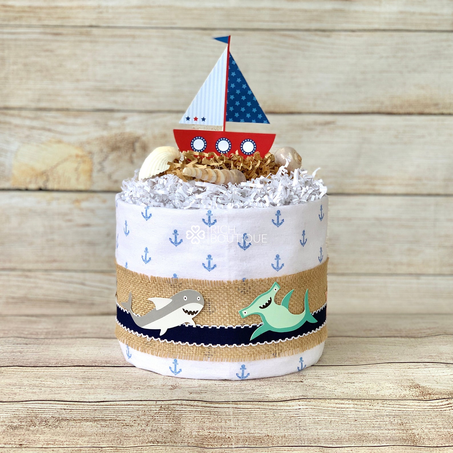 NAUTICAL SHARK Diaper Cake//boat Diaper Cake,nautical Baby Shower,baby ...