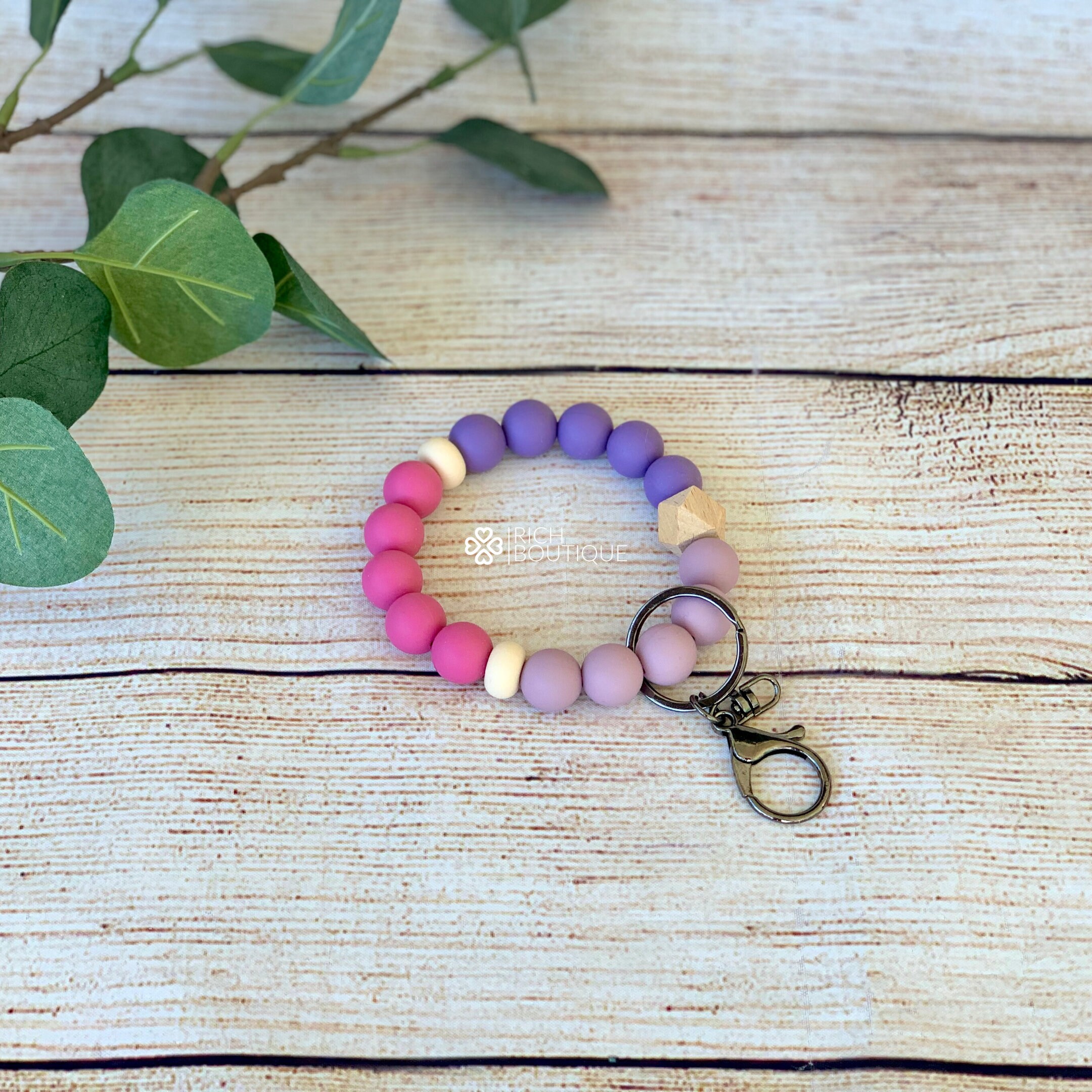 TRICOLOR WRISTLET Key Chain//beaded Silicone Bracelet Keychain,silicone ...