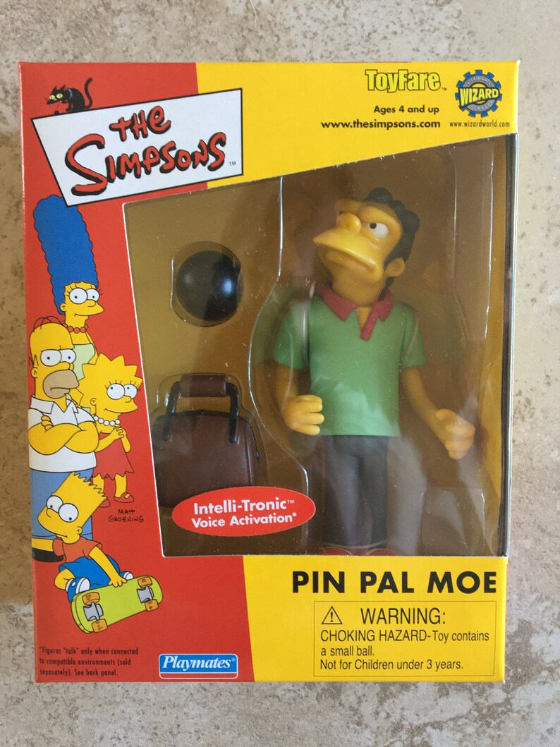 NIB the Simpsons Pin Pal Moe Playmates Toys Moe Szyslak Boxed Toyfare ...