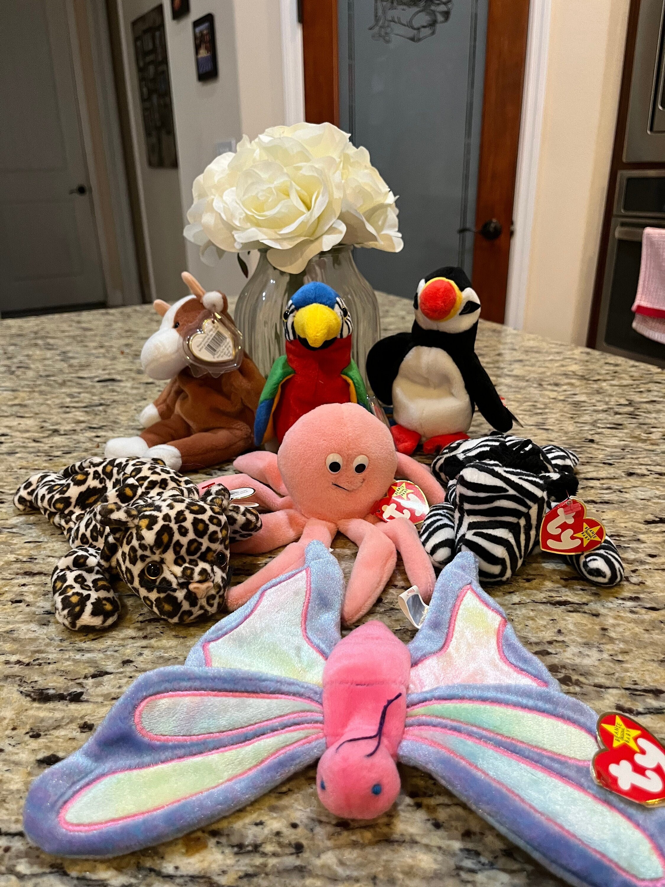 NEW Ty Beanie Babies, Inky, Jabber, Puffer, Bessie, Flitter, Ziggy ...