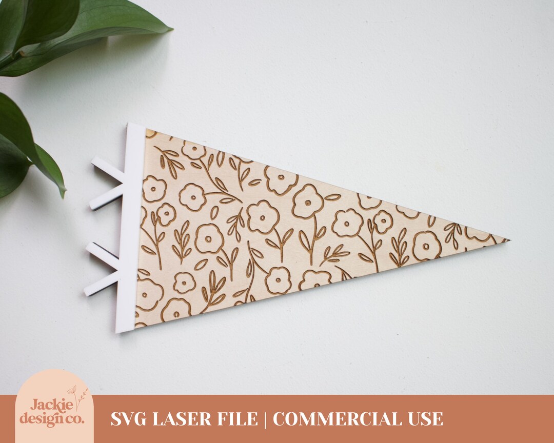 SVG Floral Pennant Flag | Laser Cutting and Engraving File | Modern ...