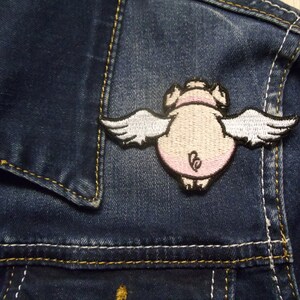 Pig Animal Patch Angel Sew on Embroidered Patch for Jackets Back Patch ...
